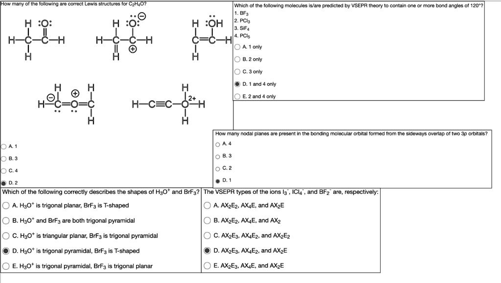 SOLVED: How many of the following correct Lewis structures: A. CJA C B. Which of the following ...