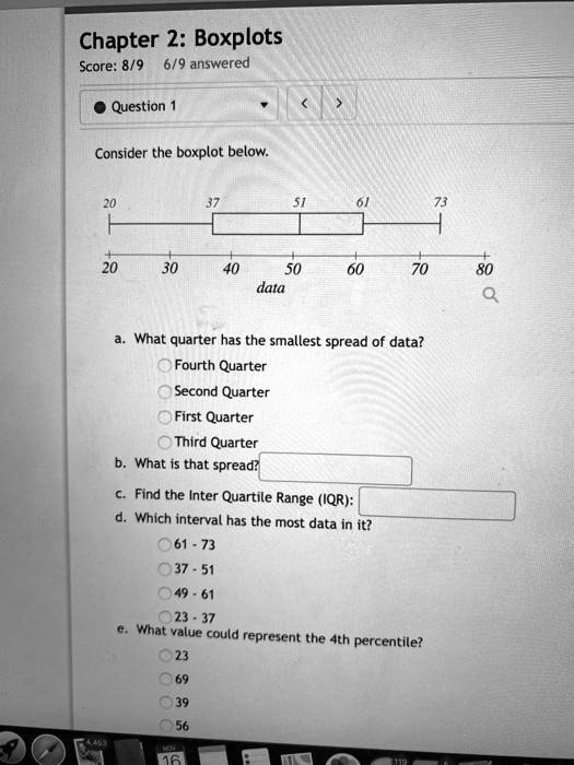 SOLVED: Chapter 2: Boxplots Score: 8/9 6/9 answered Question Consider ... SOLVED: Chapter 2: Boxplots Score: 8/9 6/9 answered Question Consider ...