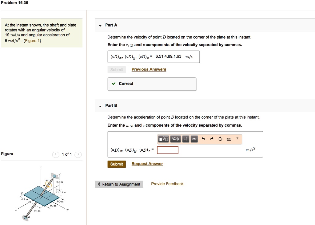 SOLVED: Problem 16.36 At the instant shown, the shaft and plate rotate with an angular velocity ...