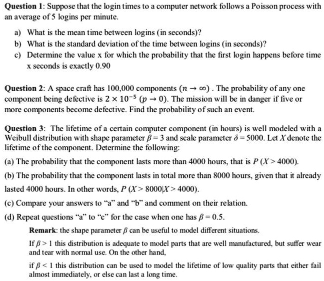 Question 1: Suppose that the login times to a computer network follows a Poisson process with an ...