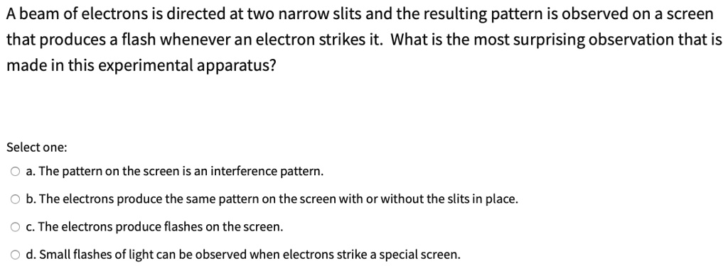 SOLVED: A beam of electrons is directed at two narrow slits and the ...