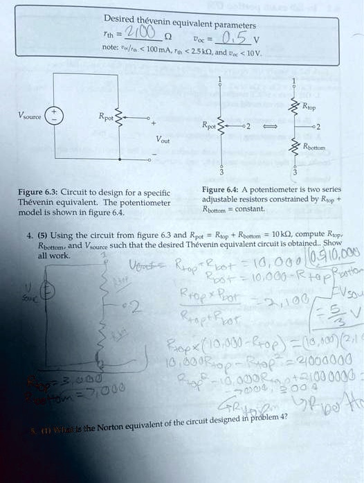 SOLVED: Desired Thevenin equivalent parameters 05 notes Exhta
