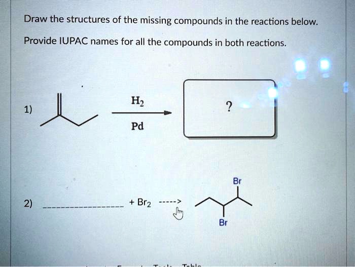 Draw the structures of the missing compounds in the reactions below ...