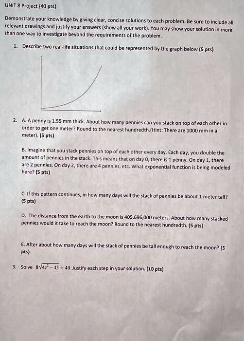 UNIT 8 Project (40 pts) Demonstrate your knowledge by giving clear ...