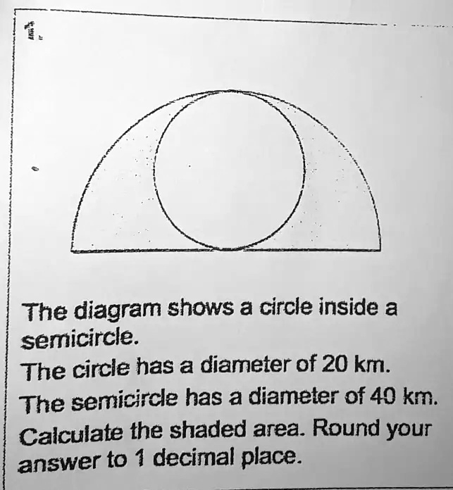 SOLVED: The diagram shows a circle inside a semicircle. The circle has ...