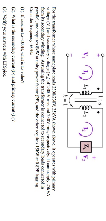 SOLVED: For the transformer whose nameplate reads 2300/230V, 25kVA ...