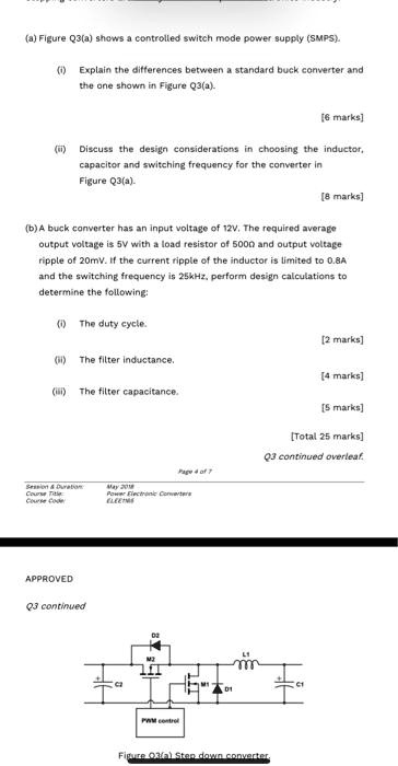 SOLVED: Figure Q3(a shows a controlled switch mode power supply (SMPS ...