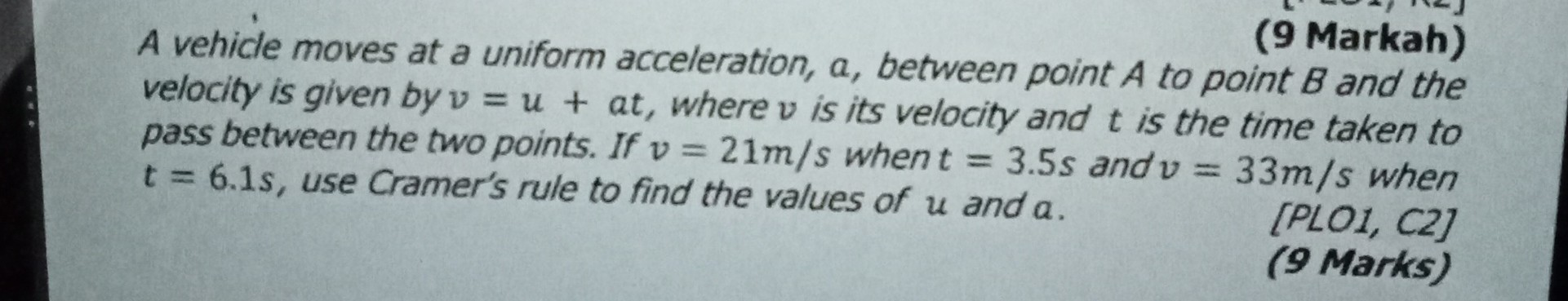 SOLVED: velocity is given by v=u+a t, where v is its velocity and t is ...