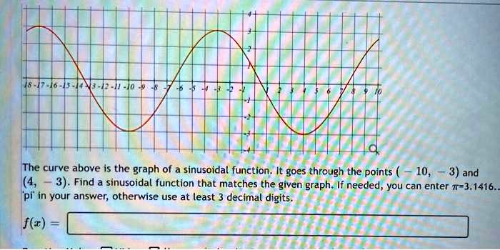 SOLVED: The curve above is the graph of a sinusoidal function It goes through the points 10, and ...
