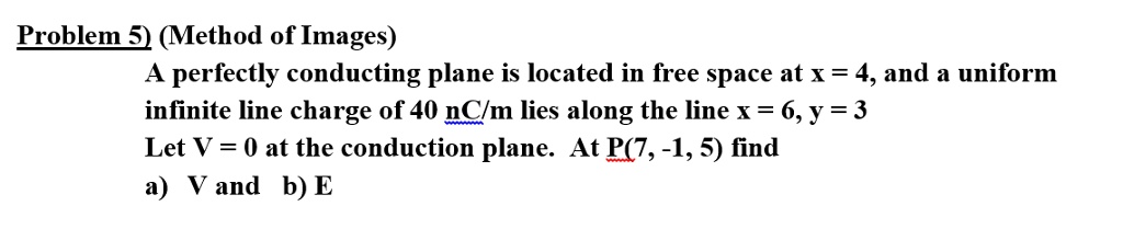 Problem 5) (Method of Images) A perfectly conducting plane is located ...