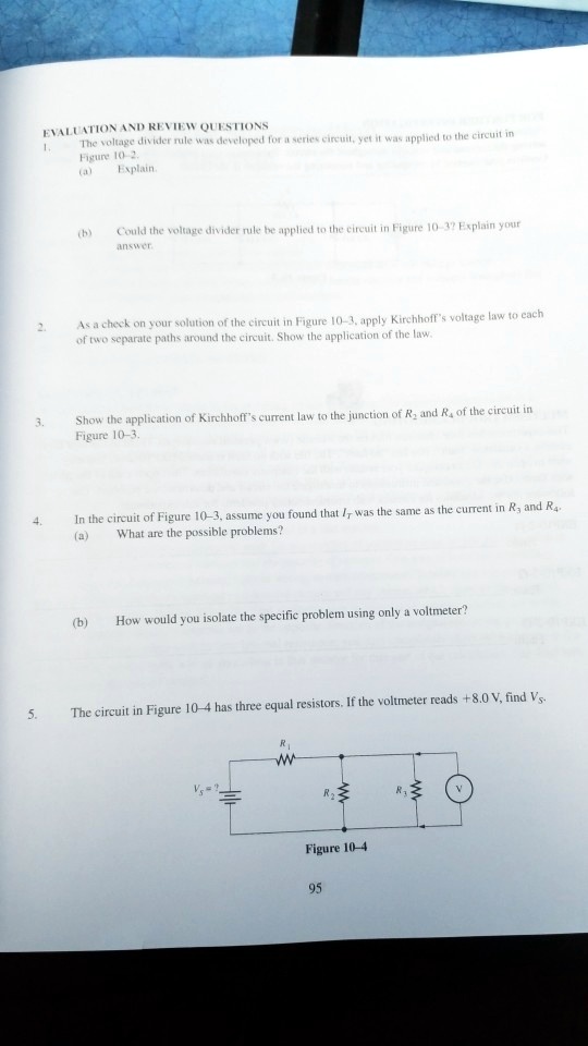 SOLVED: Figure 10-2. (a) Explain (b) Could the voltage divider rule be applied to the circuit in ...