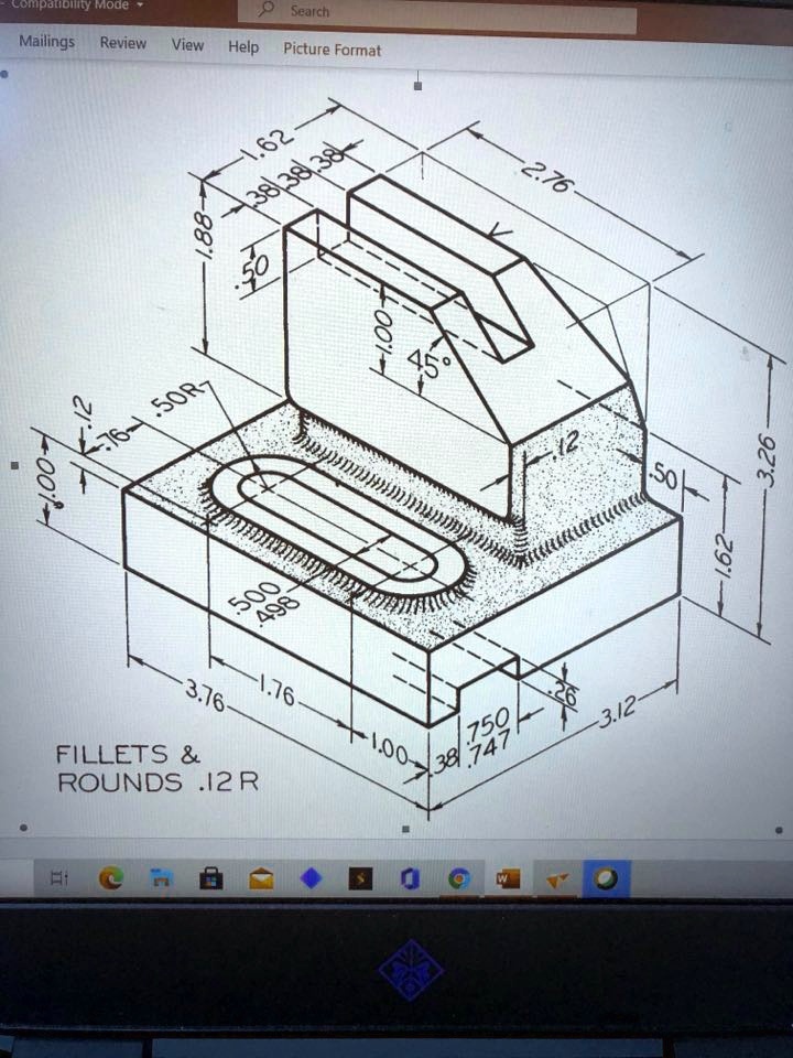 SOLVED: Create a solid model from the attached dimensioned image. Please show me step by step ...