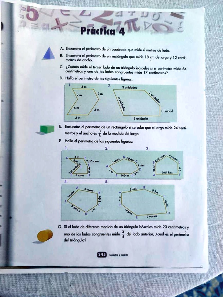 SOLVED: F. Halla el perímetro de las siguientes figuras Gs Prástica 4 ...