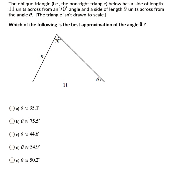SOLVED: The oblique triangle (i.e-. the non-right triangle) below has a ...