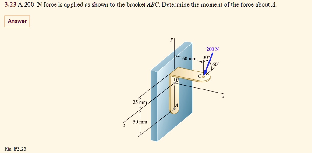 323 a 200 n force is applied as shown to the bracket abc determine the ...