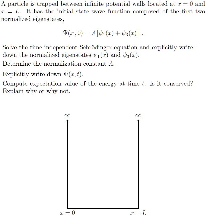 Solved A Particle Is Trapped Between Infinite Potential Walls Located At X 0 And L It Has