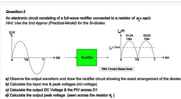 Question-3 An electronic circuit consisting of a full-wave rectifier connected to a resistor of ...