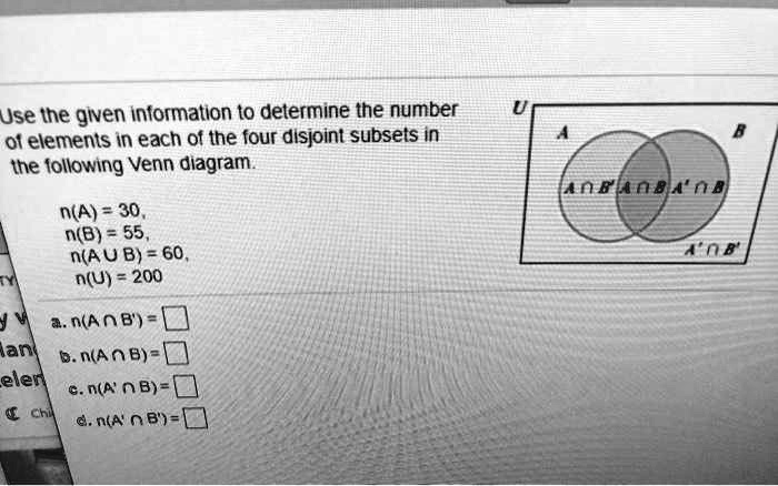 Use the given information to determine the number of elements in each ...