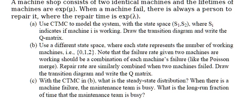 SOLVED: A machine shop consists Of two Identical machines and the ...
