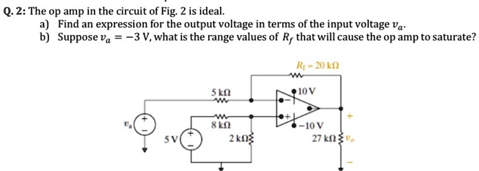 SOLVED: The op amp in the circuit of Fig.2 is ideal. a) Find an expression for the output ...