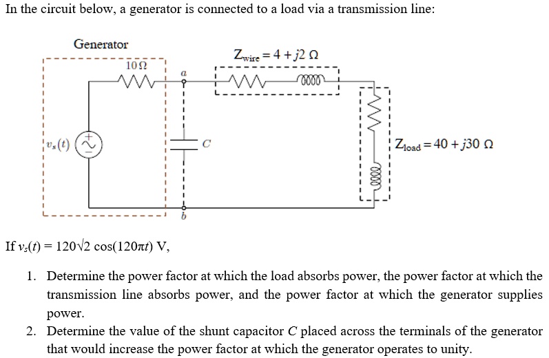 In the circuit below, a generator is connected to a load via a ...