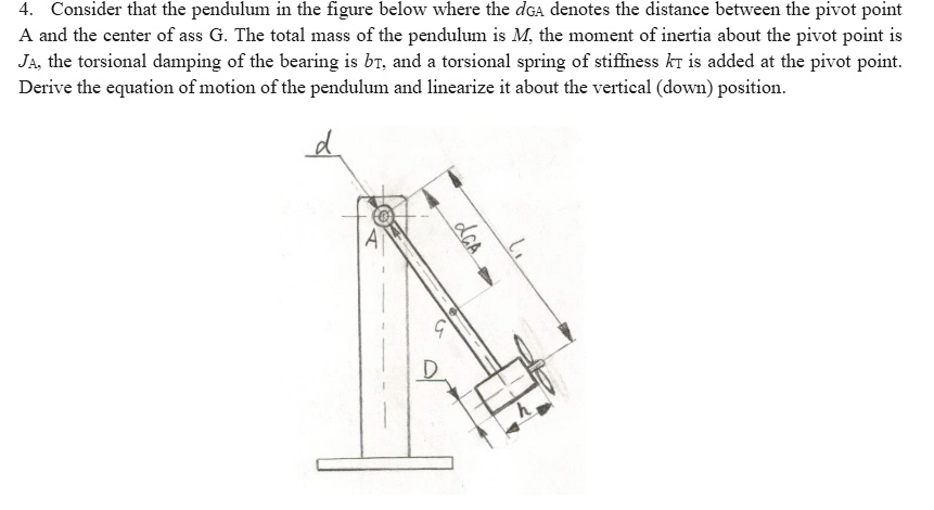 SOLVED: Consider the pendulum in the figure below, where dGA represents ...