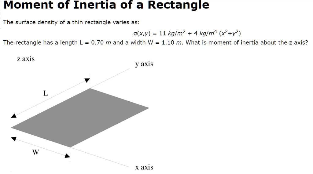 Moment of Inertia of a Rectangle The surface density of a thin ...