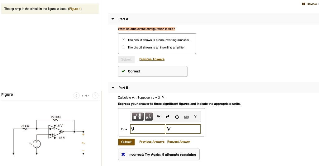 SOLVED: III Review I The op amp in the circuit in the figure is ideal ...