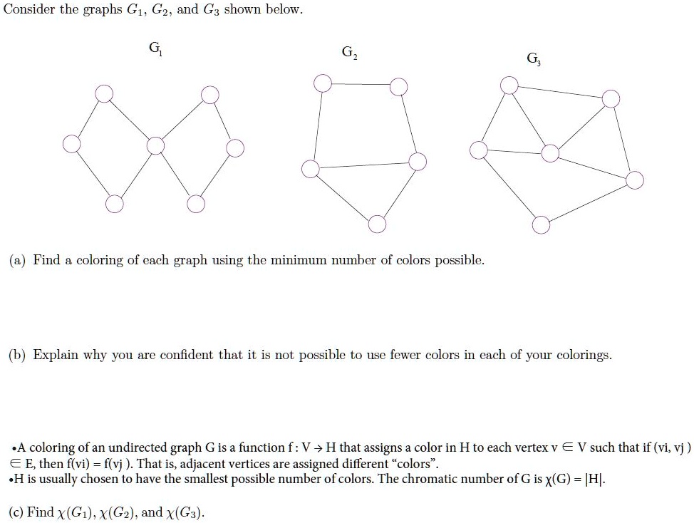 consider the graphs g1 g2 and g3 shown below find coloring of each ...