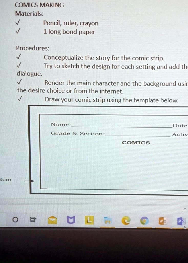 comics making pa help po comics making materials pencil ruler crayon long bond paper procedures ...