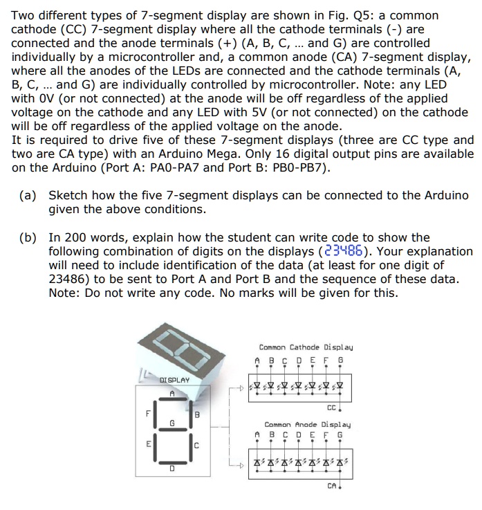 SOLVED: Two different types of 7-segment display are shown in Fig. Q5 ...
