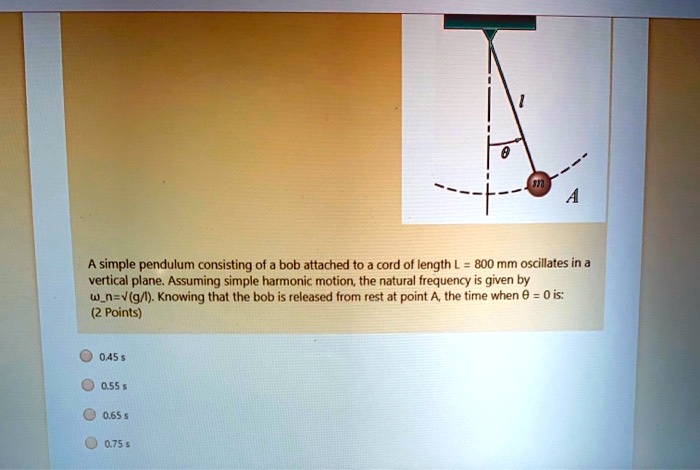 SOLVED: A simple pendulum consisting of a bob attached to a cord of ...