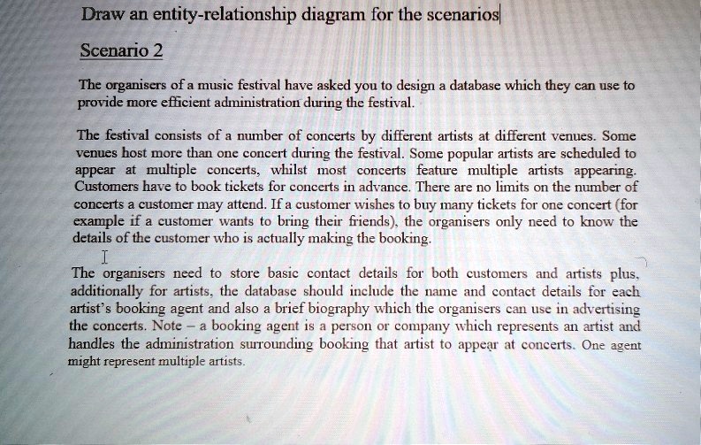 Draw an entity-relationship diagram for the scenarios Scenario 2 The ...