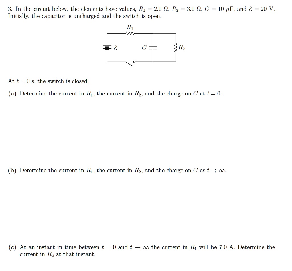 3. In the circuit below, the elements have values, R1 = 2.0 Ω, R2 = 3.0 ...