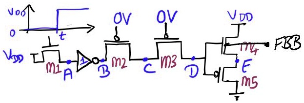 Calculate the steady-state voltages at nodes A, B, C, D, and E. At time ...