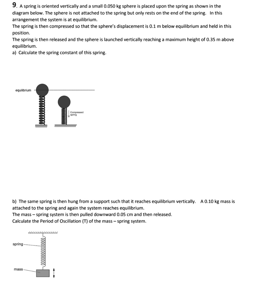 9 a spring is oriented vertically and small 0050 kg sphere is placed ...