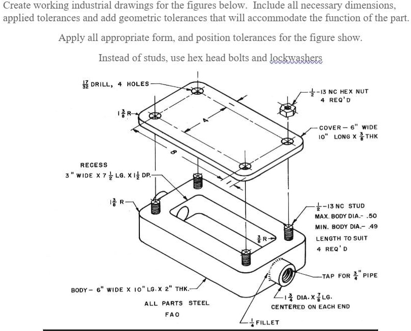 SOLVED: Create working industrial drawings for the figures below ...