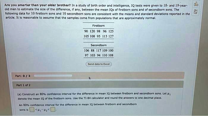 SOLVED: ara You smarter than - Yovt older brother? In Study birth order ...