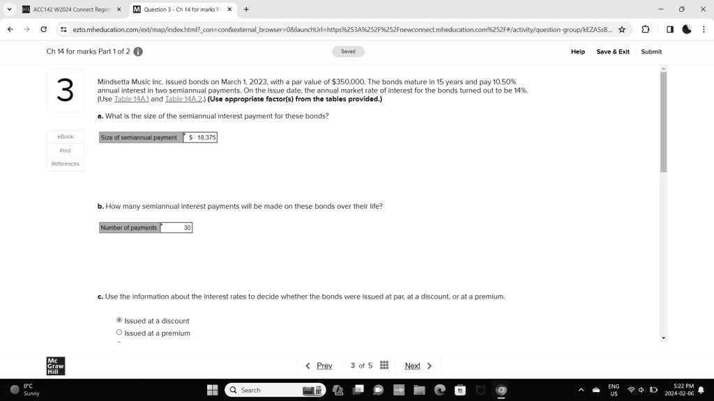 ch 14 for marks part 1 of 2 saved help save exit submit 2 mindsetta music inc issued bonds on ...