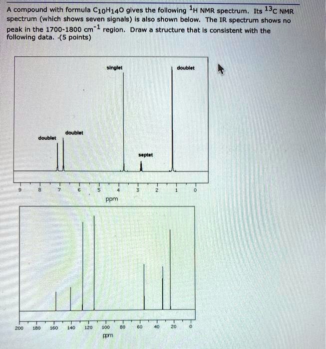 a compound with formula c10h14o gives the following 1h nmr spectrum its ...