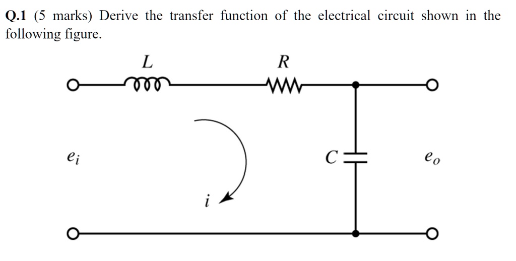 SOLVED: Q.1 (5 marks) Derive the transfer function of the electrical circuit shown in the ...