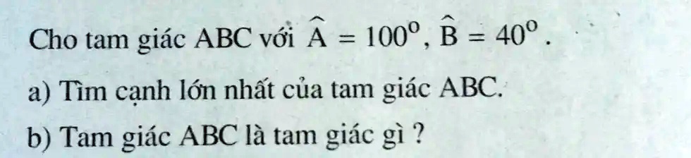 Solved Cho Tam GiÃ¡c Abc Vá›i A 1000 B 408 A TÃ¬m Cáº¡nh Lá›n