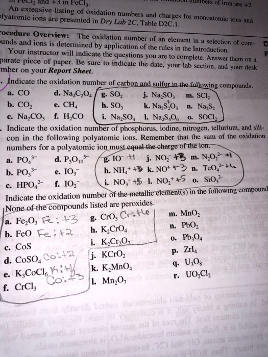 SOLVED: ana +mn FeCly: tutlbers Of iron are +2 An extensive listing of ...