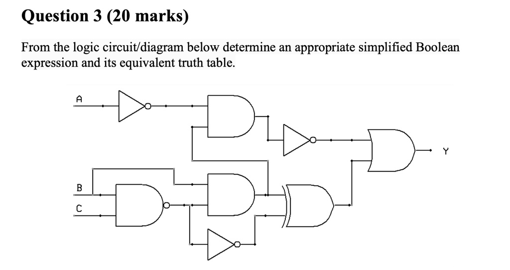 SOLVED: Question 3 (20 marks) From the logic circuit/diagram below ... SOLVED: Question 3 (20 marks) From the logic circuit/diagram below ...