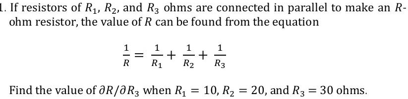 if resistors of r1 rz and r3 ohms are connected in parallel to make an ...
