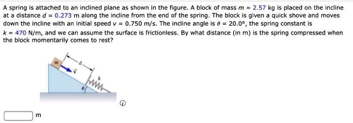 SOLVED: Spring attached to an inclined plane as shown in the figure. A ...