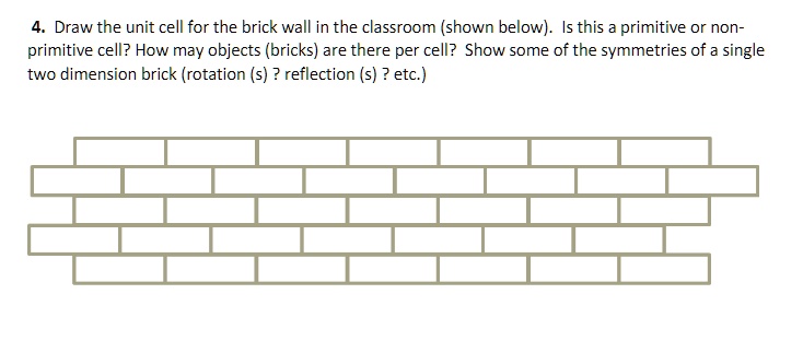 4. Draw the unit cell for the brick wall in the classroom (shown below ...