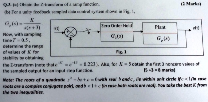 SOLVED: Obtain the Z-transform of a ramp function. For a unity feedback sampled data control ...