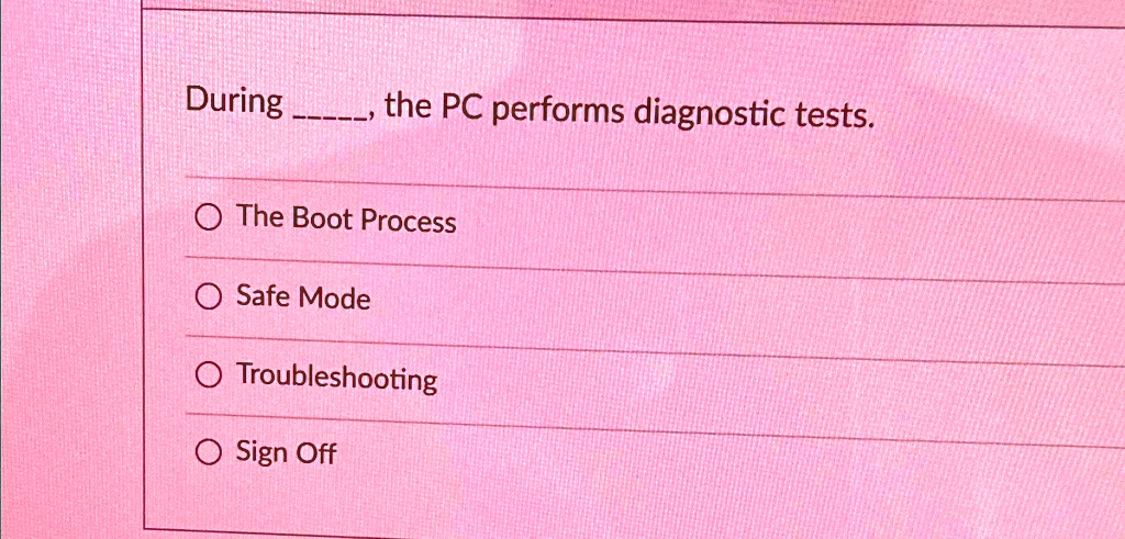 SOLVED: During the PC performs diagnostic tests. The Boot Process Safe ...