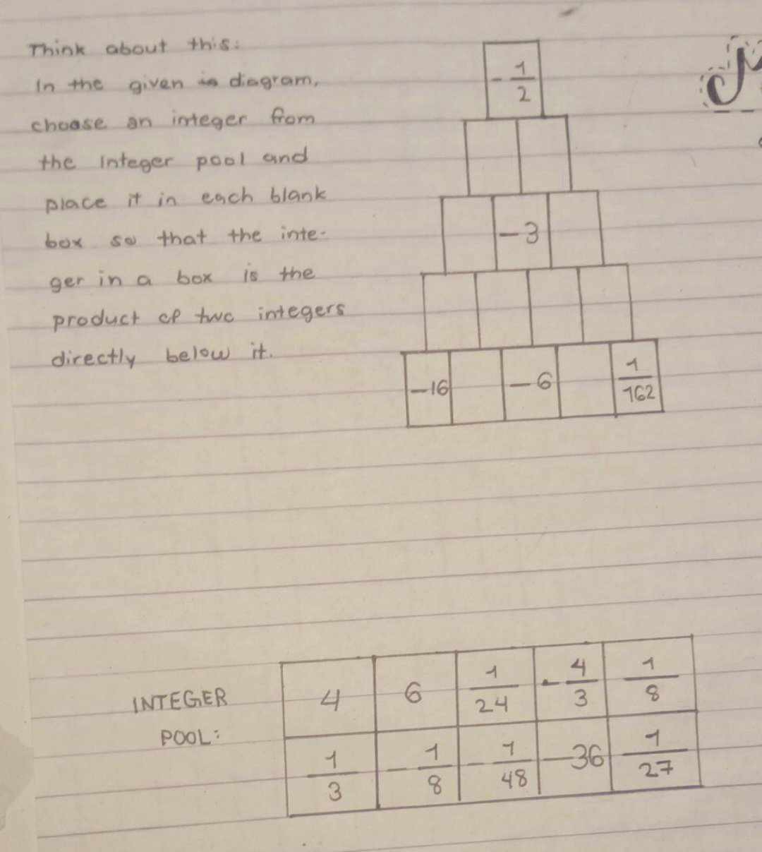 SOLVED: Think about this: In the given is diagram, choase an integer ...